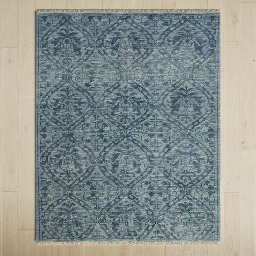 Addie Handmade Wool Teal/Navy Rug & Reviews | Birch Lane