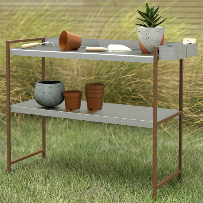 Arlmont & Co. Soto Metal Potting Bench & Reviews | Wayfair