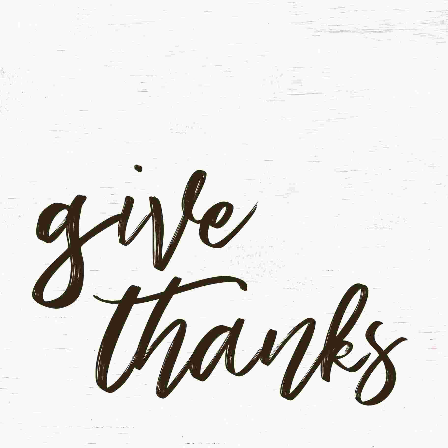 Trinx Give Thanks Cursive - Wrapped Canvas Print | Wayfair