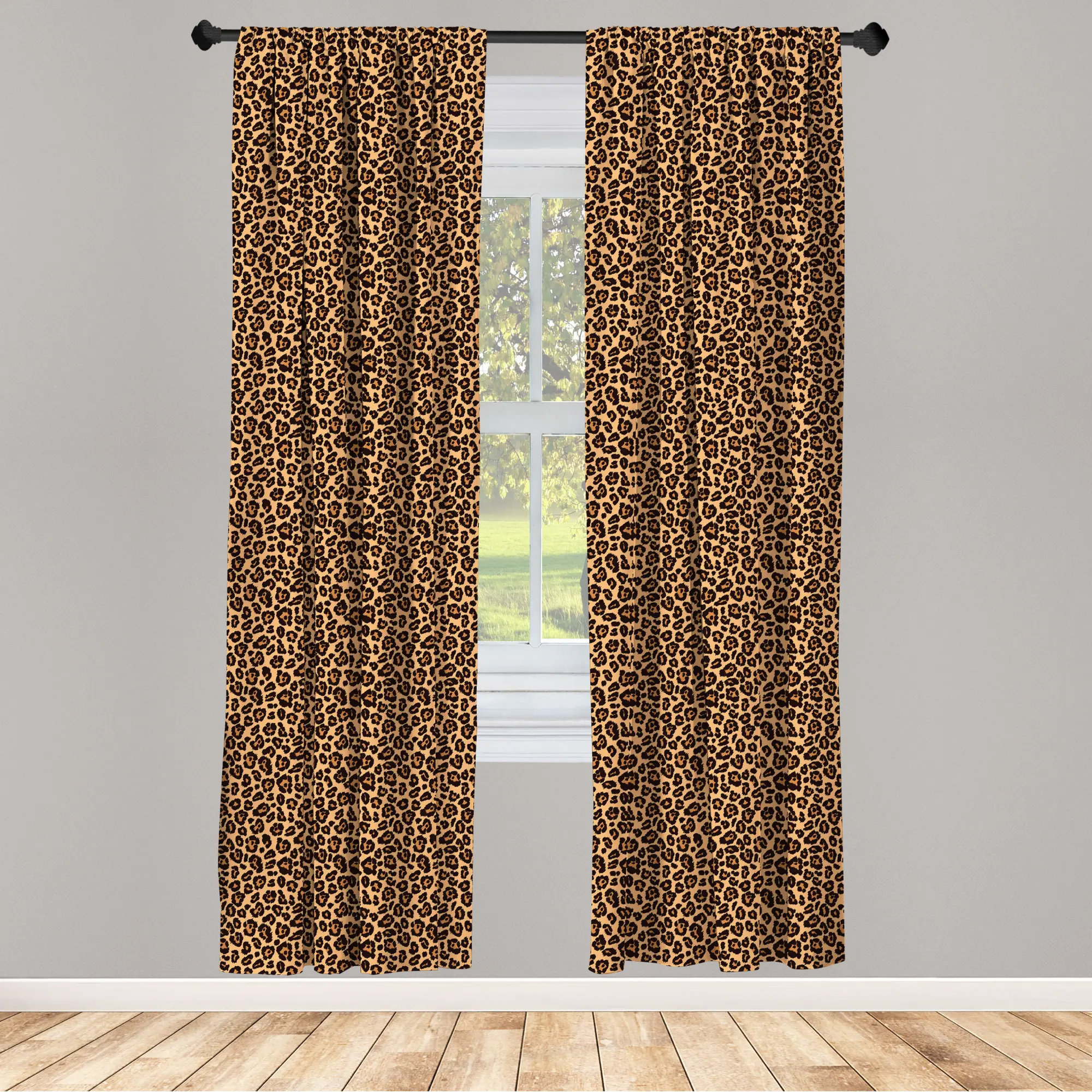 East Urban Home Ambesonne Leopard Print 2 Panel Curtain Set, Leopard ...