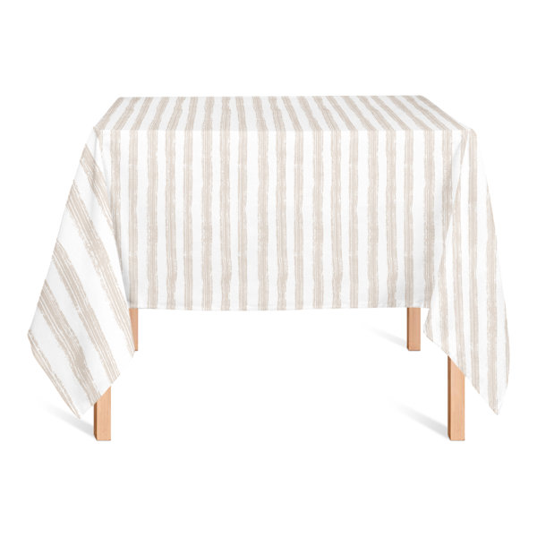 Ebern Designs Neutral Easy Stripes Tablecloth | Wayfair