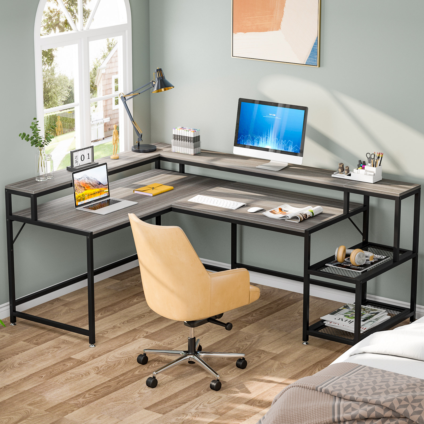 17 Stories Vischer 69.1'' Desk & Reviews | Wayfair
