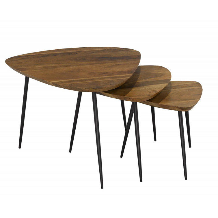Brassex 3 Piece Nesting Table Set, Dark Oak/Black | Wayfair