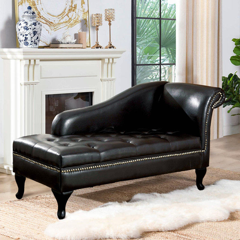 Charlton Home® Analyah Faux Leather Chaise Lounge with Storage and ...
