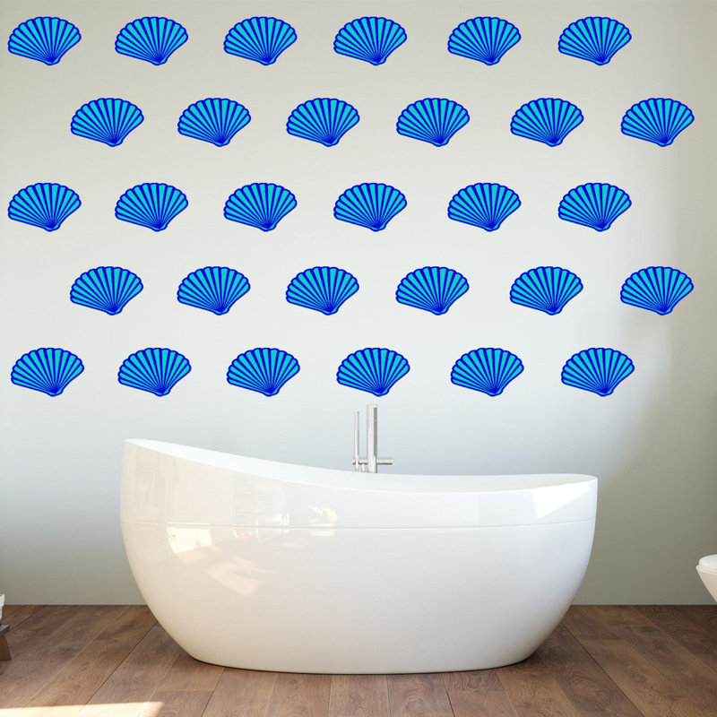 Highland Dunes Nicklas Sea Shells Nautical Beach Wall Decal | Wayfair