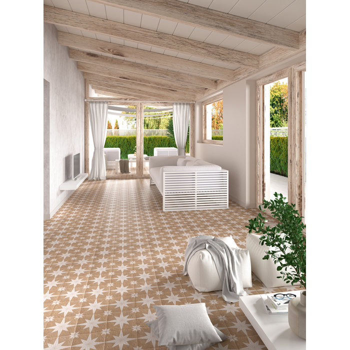 The Bella Collection Tulum Compass 8" x 8" Patterned Wall & Floor Tile ...
