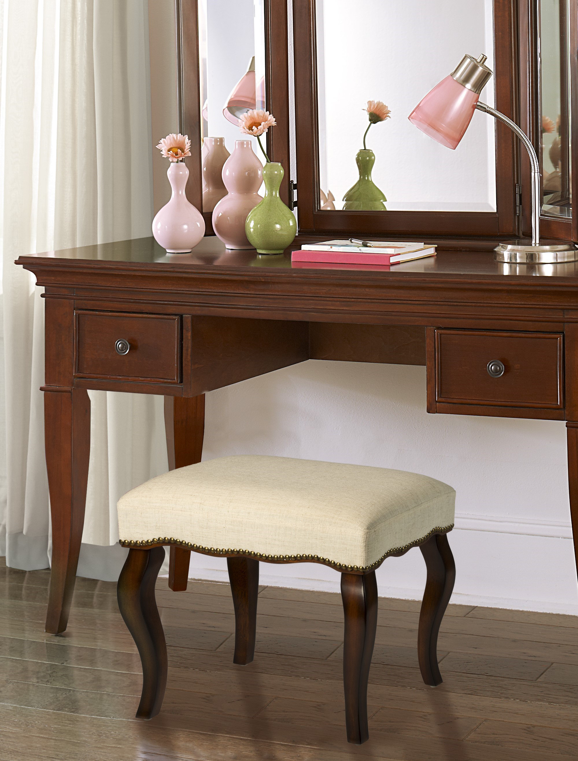 Darby Home Co Winland 19'' Tall Solid Wood Vanity Stool & Reviews | Wayfair
