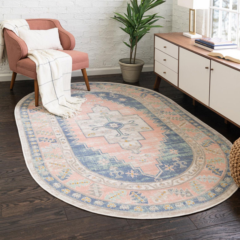 Bungalow Rose Shauntrelle Performance French Blue Rug & Reviews | Wayfair