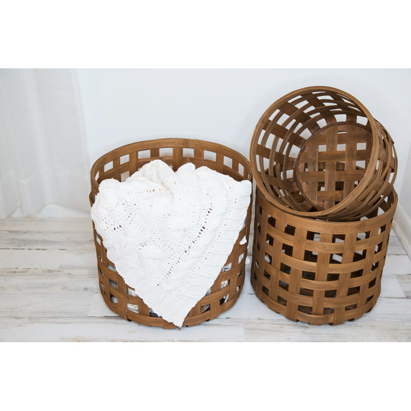 Bay Isle Home Woven 3 Piece Wood Basket Set | Wayfair