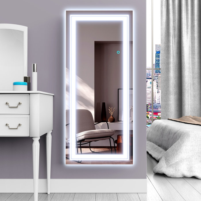 Wrought Studio Daivian Rectangle LED Metal Wall Mirror | Wayfair