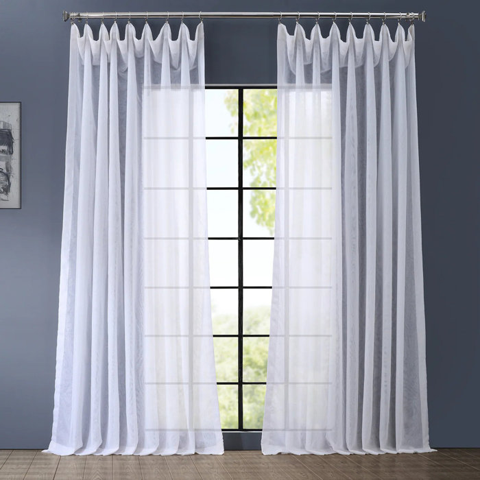 Alcott Hill® Apollo Extra Wide Voile Sheer Curtains for Bedroom Double ...