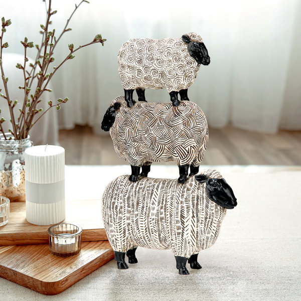 Design Toscano Stacked Sheep Spirit Animal Figurine | Wayfair