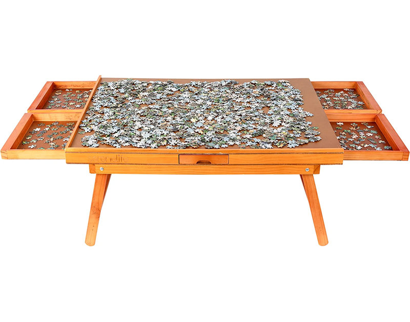 Isabelle & Max™ Wooden Jigsaw Puzzle Table With 6 Removable Sliding ...