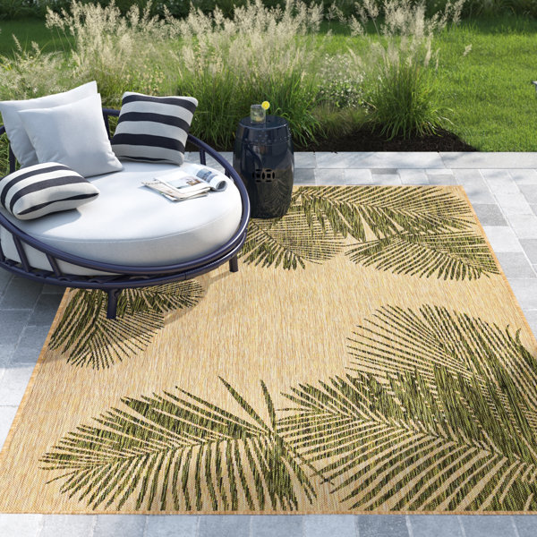 Sand & Stable Saldanha Floral Indoor / Outdoor Area Rug in Green/Tan ...