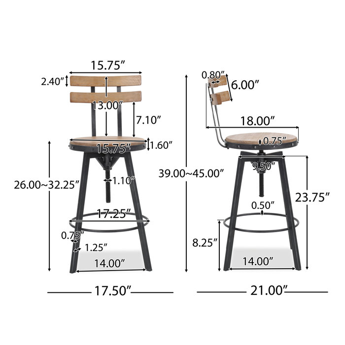 Williston Forge Abbot Swivel Solid Wood Adjustable Height Stool ...