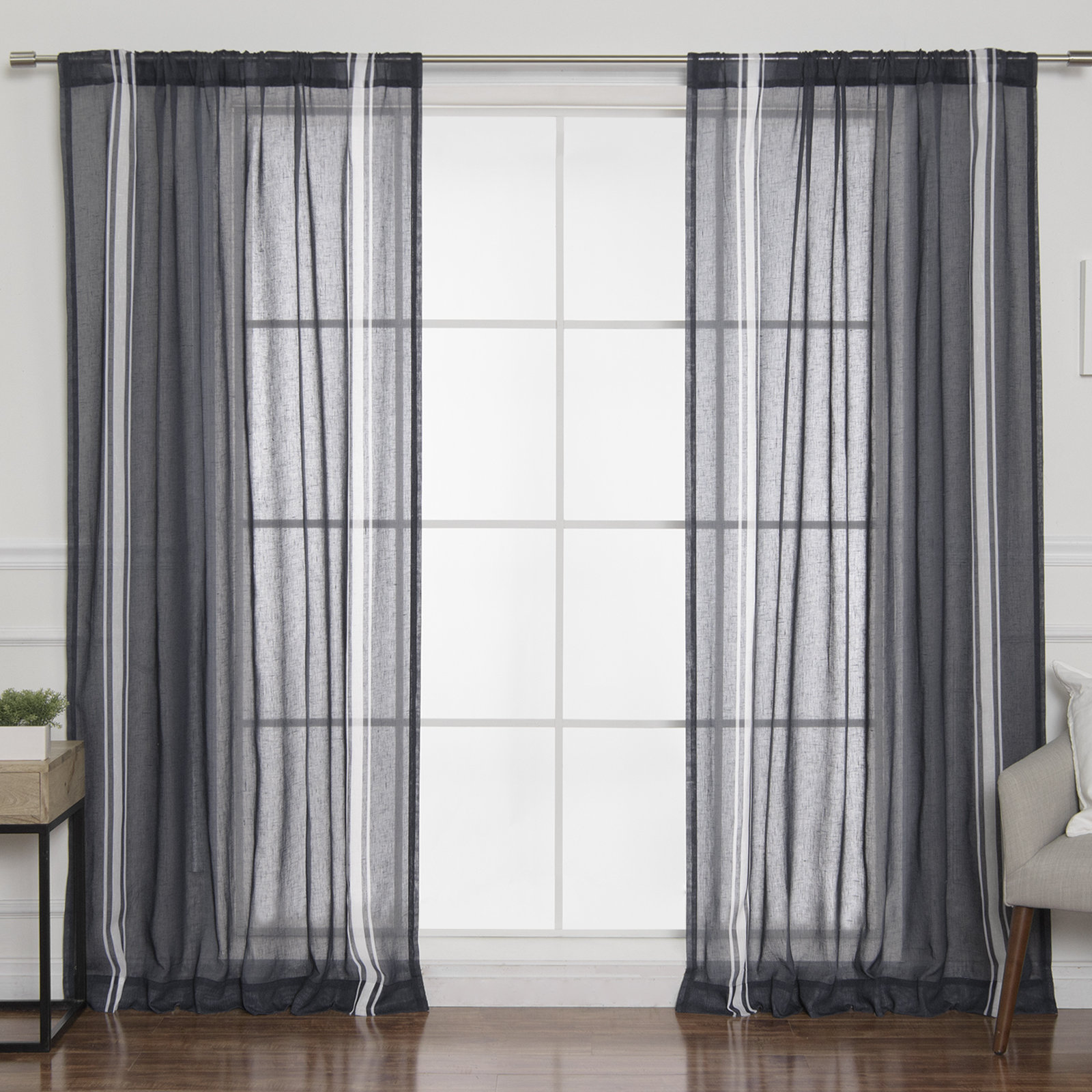 Rosecliff Heights Lower Claverham Polyester Semi-Sheer Curtain Pair ...