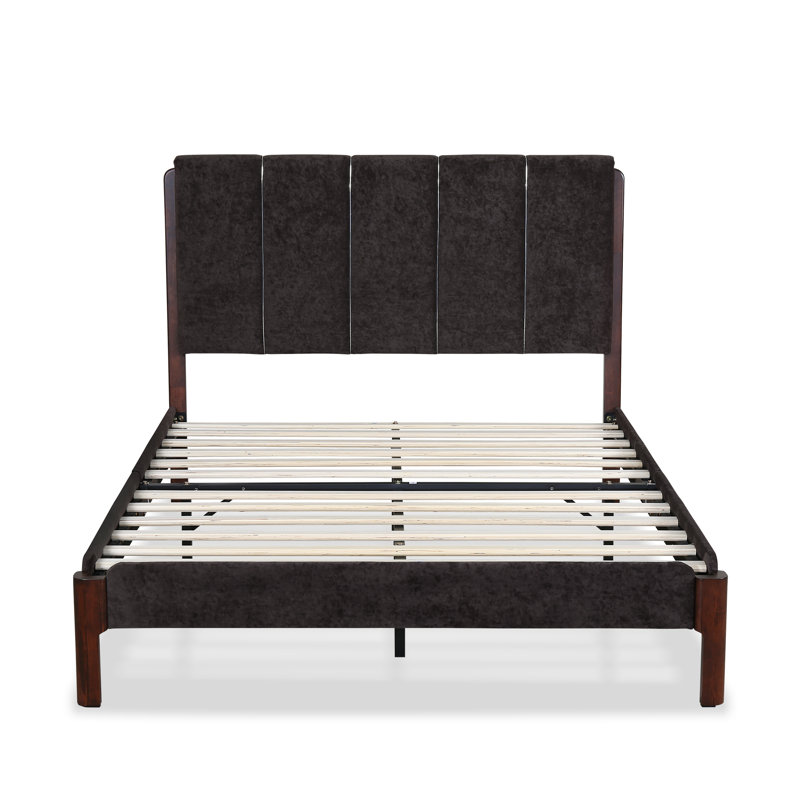 Latitude Run® Twin Solid Wood Upholstered Low Profile Platform Bed ...