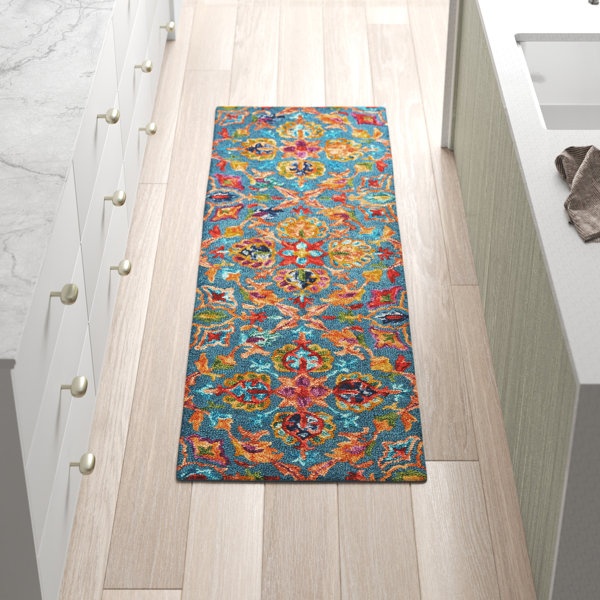 Langley Street Handmade Hand Tufted Wool Blue/Red/Yellow Rug | Wayfair