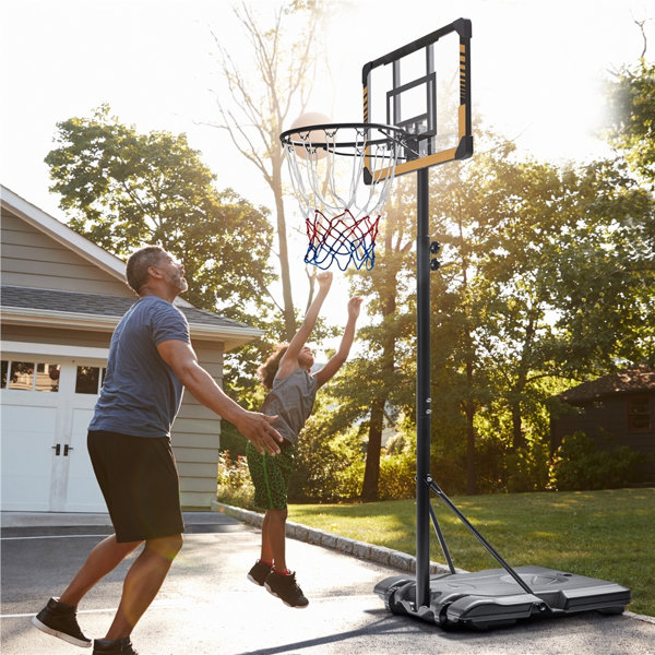 Yaheetech Height Adjustable Portable Metal Full-Size Basketball Hoop ...
