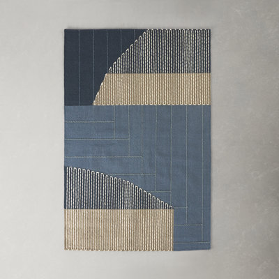AllModern Kamala Handmade Handwoven Blue/Gray/Taupe/Dark Blue Rug | Wayfair