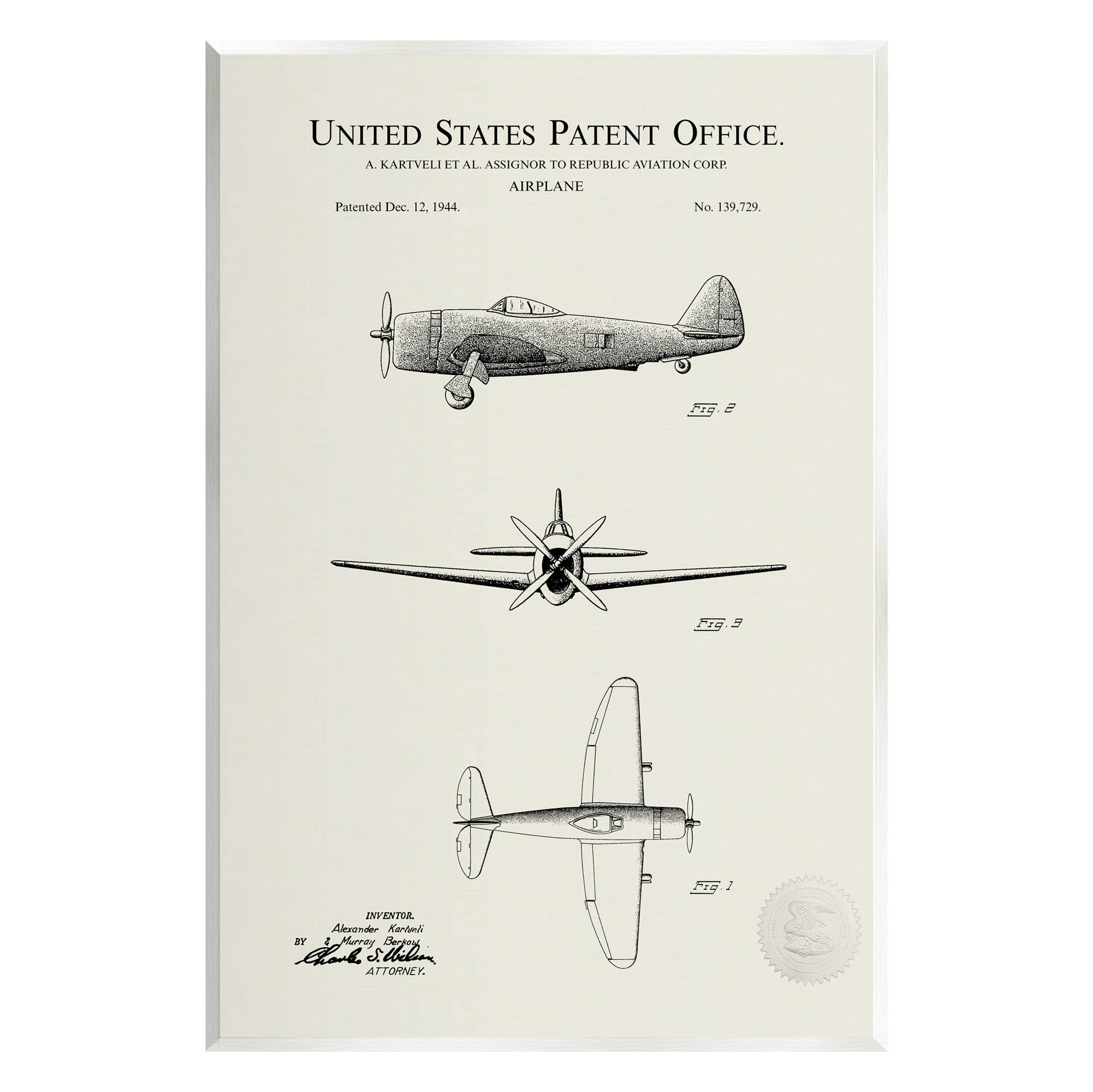 Stupell Industries Historic Aircraft Patent Diagram by - Unframed ...