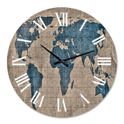 East Urban Home Ancient Map of The World I - Rustic wall clock | Wayfair