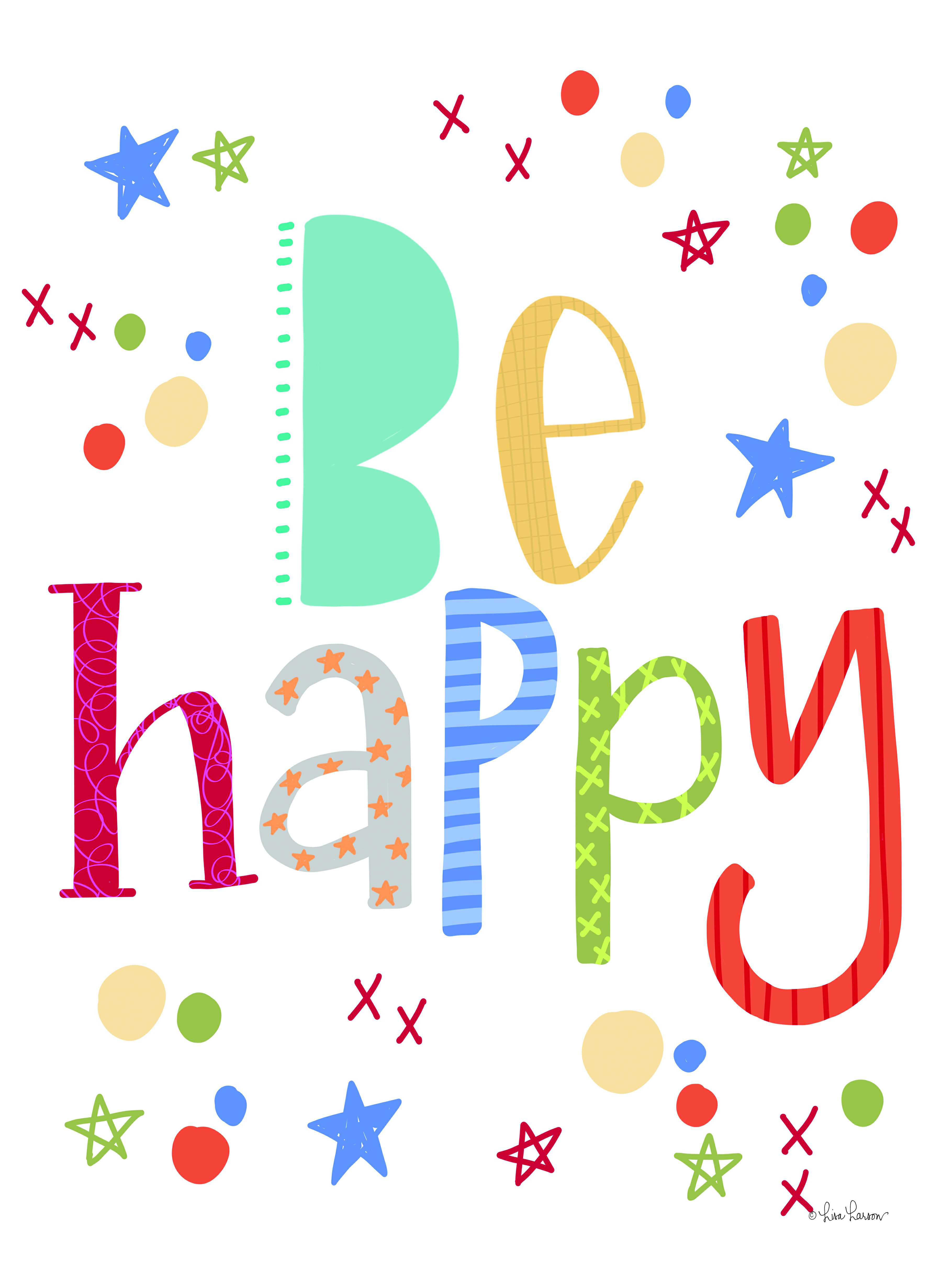 Trinx Be Happy Rainbow - Wrapped Canvas Textual Art | Wayfair