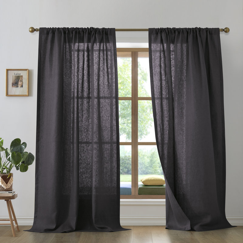 Sweety Pie Inc Linen Semi-Sheer Curtain Pair | Wayfair