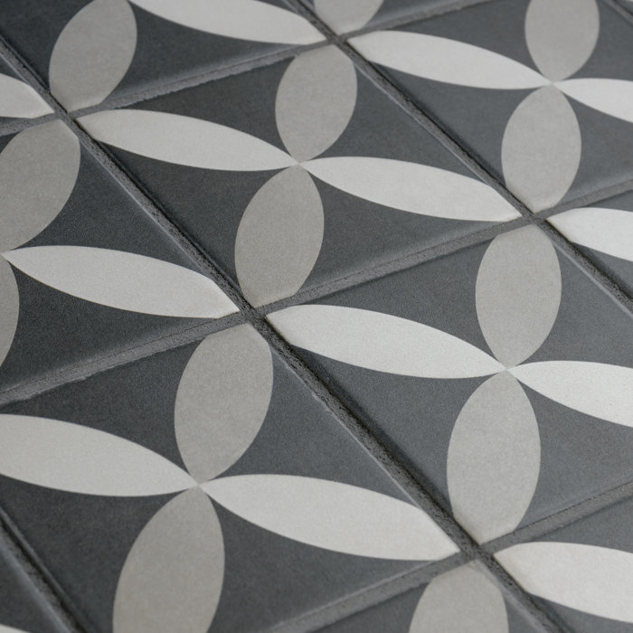 Merola Tile Twenties Mini 4" x 4" Ceramic Patterned Wall & Floor Tile ...