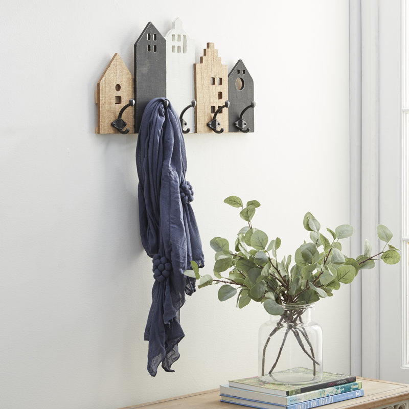 Sand & Stable Cayden Wall Mounted Coat Rack in Black/Brown & Reviews ...
