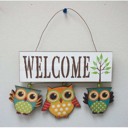Redwood Rover 3 Piece Owl Welcome Sign Wall Decor Set | Wayfair