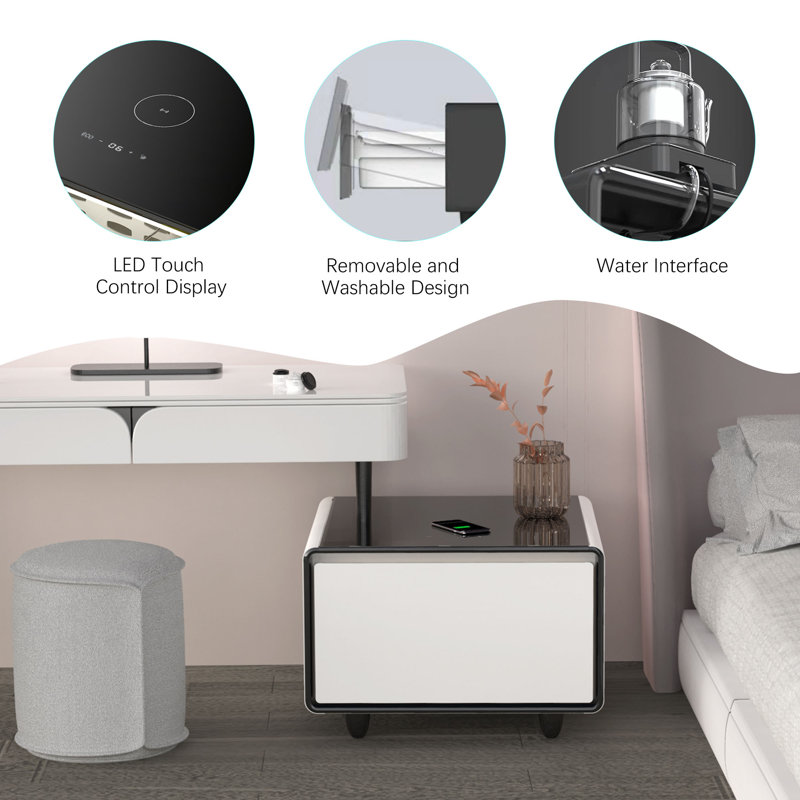 Livtab Smart End Table with Fridge and Built-In Outlets & Reviews | Wayfair