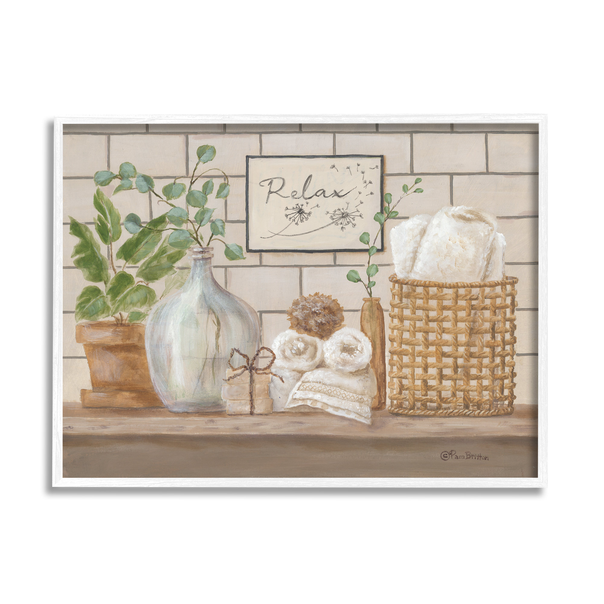 Stupell Industries Uplifting Bathroom Spa Relax Scene Framed On Wood by ...