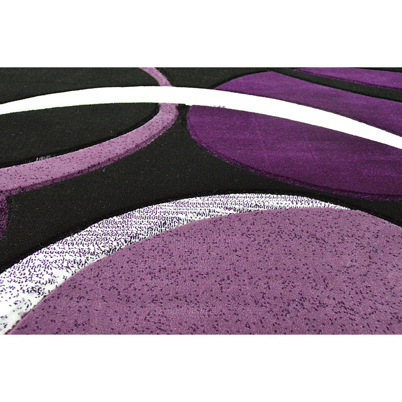 Ivy Bronx Mccampbell Performance Purple/Black Rug & Reviews | Wayfair