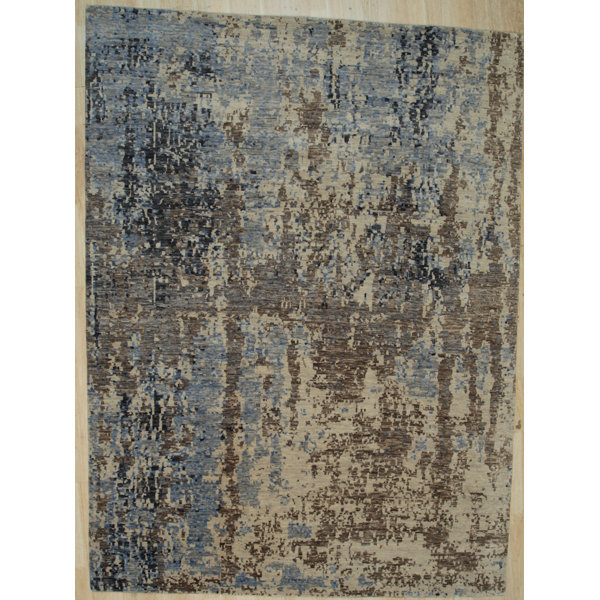 Eastern Rugs Handmade Hand-Knotted Wool Brown/Blue Rug | Wayfair
