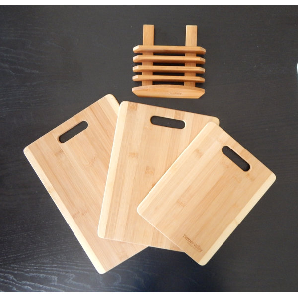 Timber Valley 3 Piece Bamboo Cutting Board Set with Stand & Reviews ...