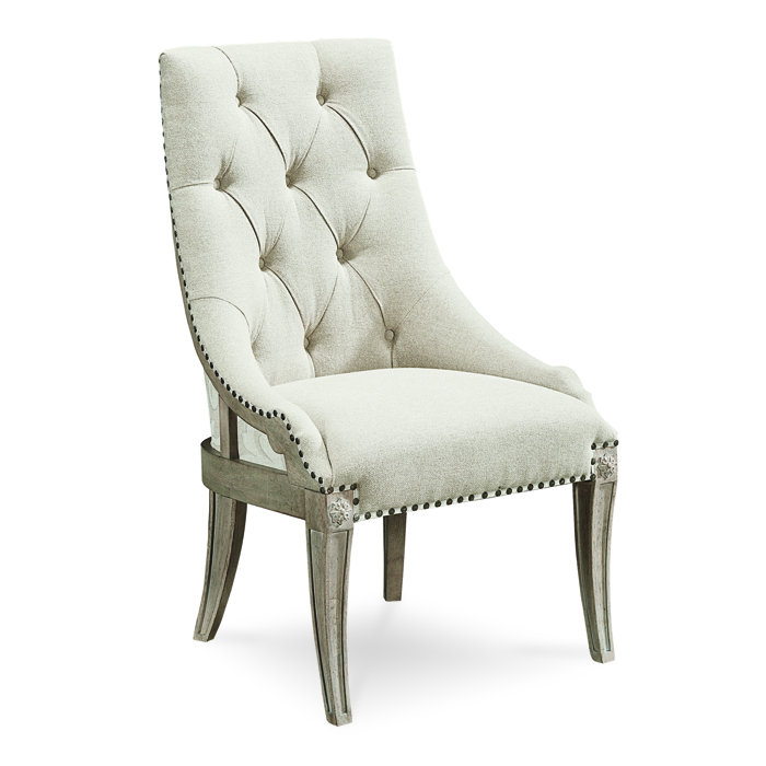 A.R.T. Arch Salvage Tufted Wing Back Side Chair in Beige | Wayfair