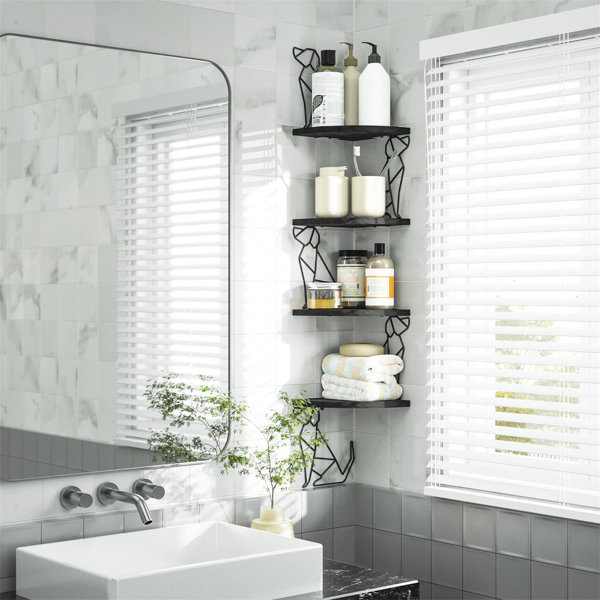 Red Barrel Studio® Tablette de coin noire, tablettes flottantes à 4 ...