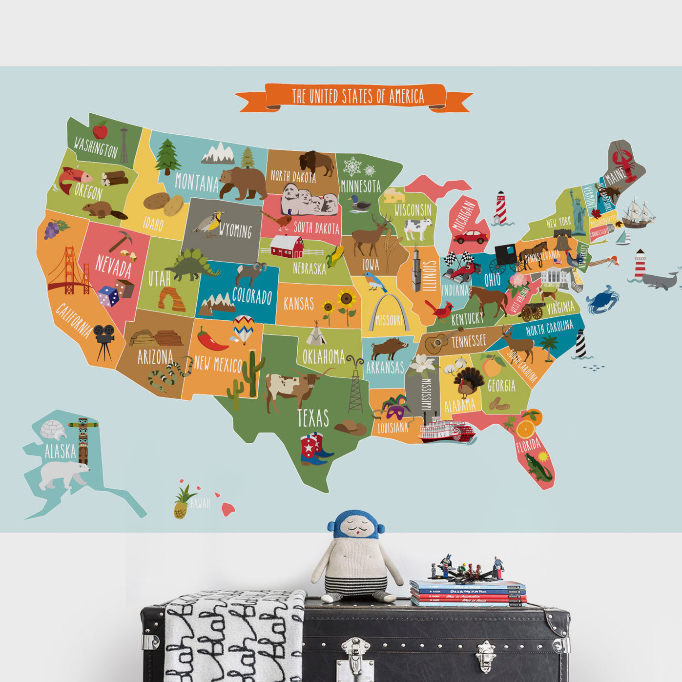 SimpleShapes USA Map Poster Wall Decal | Wayfair