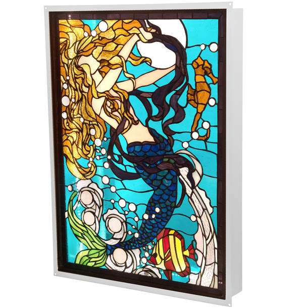 Breakwater Bay Northpoint Mermaid Sea Stained Glass Window Panel ...