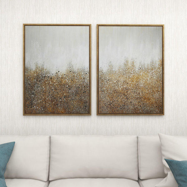 CosmoLiving by Cosmopolitan Gold Canvas Glitter Flakes Geode Framed ...
