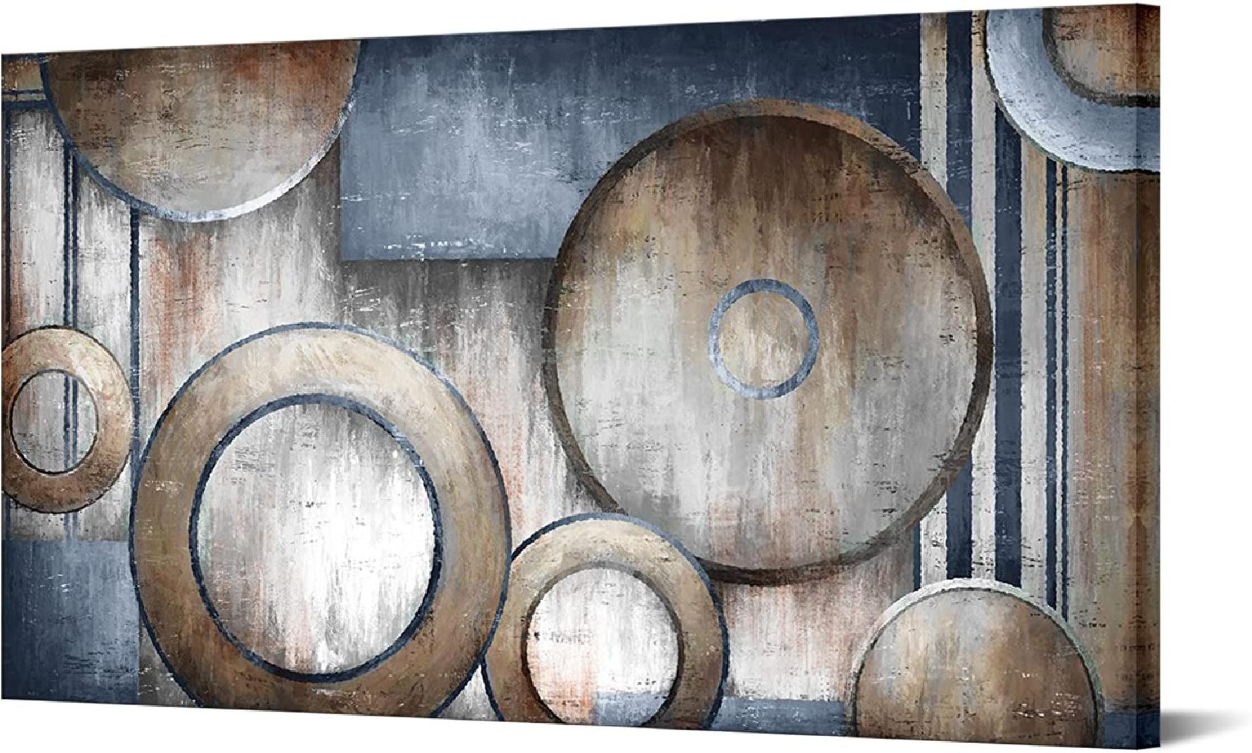 Corrigan Studio® Large Abstract Geometry Canvas Wall Art VintageCircle ...