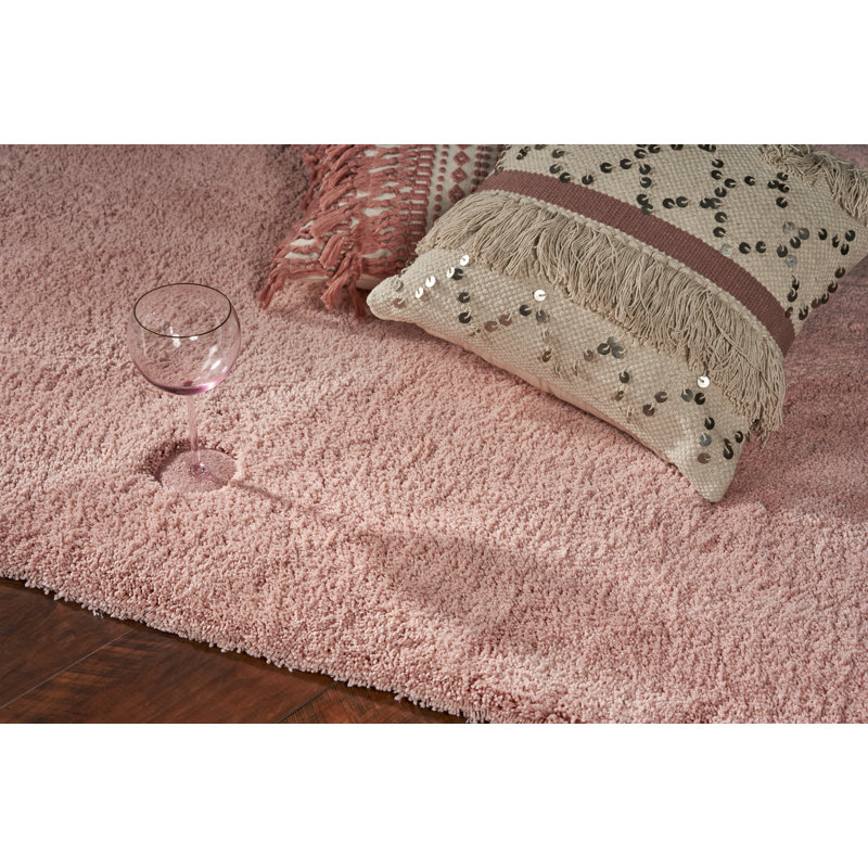 Harriet Bee Simoes Handmade Hand-Woven Performance Rose Pink Rug ...