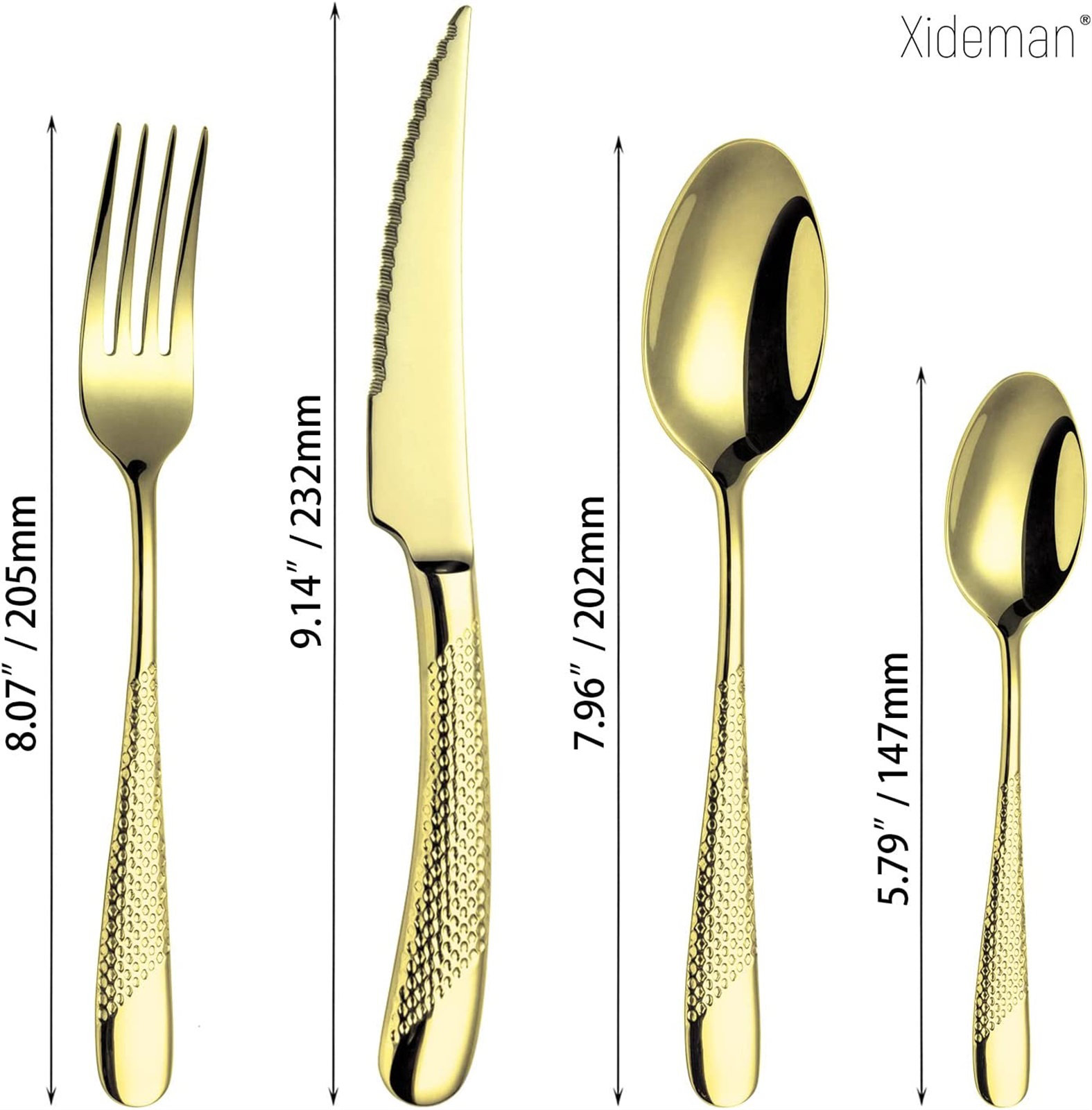 Latitude Run® 16 Piece Hammered Silver Gold Silverware Set, Modern ...