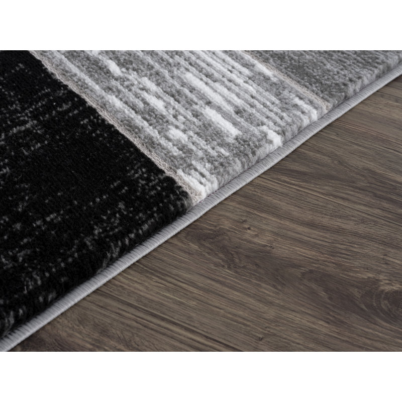 Ebern Designs Jamaal Gray/Black Rug & Reviews | Wayfair