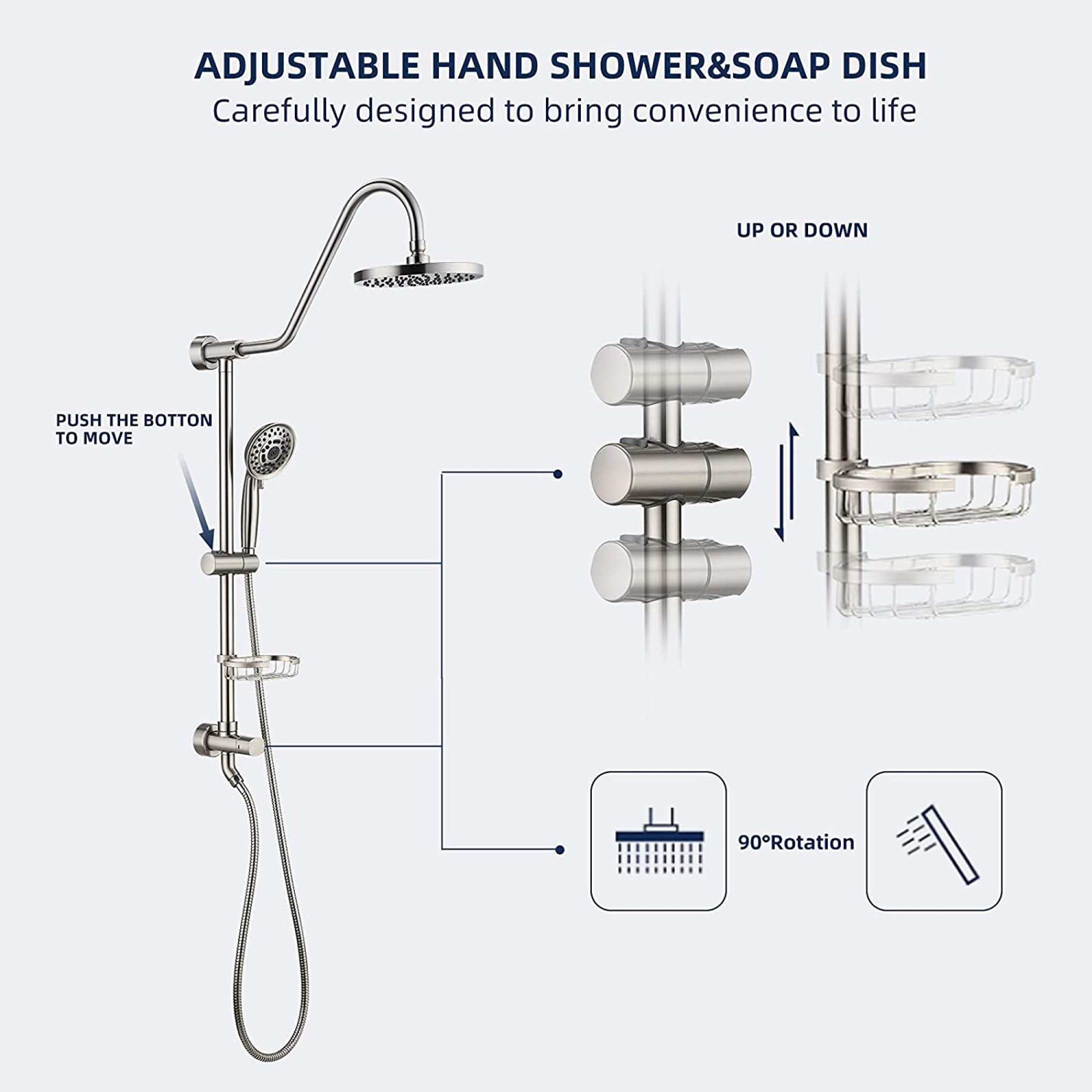 antfurniture Adjustable Slide Bar Complete Shower System | Wayfair