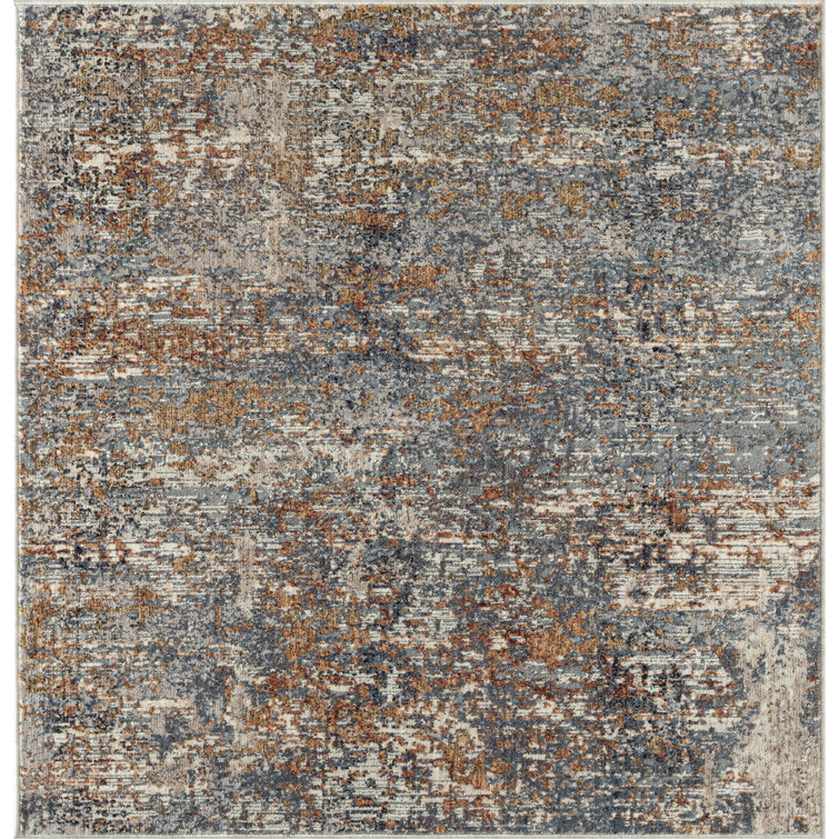 17 Stories Arrika Blues/Rust/Beige Area Rug | Wayfair