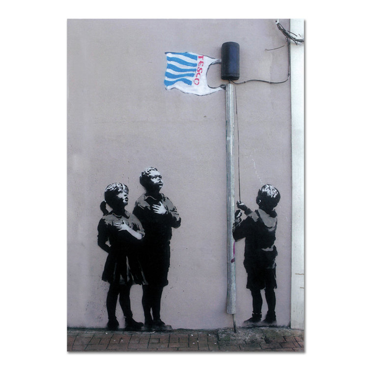 Ebern Designs Tesco Flag by Banksy - Unframed Painting | Wayfair.co.uk