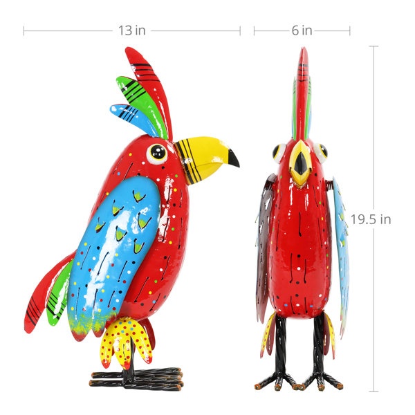 Exhart Colorful Metal Garden Bird Statue, 19 Inch | Wayfair
