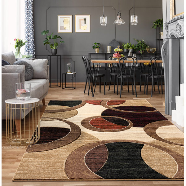Wrought Studio Adonia Abstract Area Rug in Beige/Brown & Reviews | Wayfair